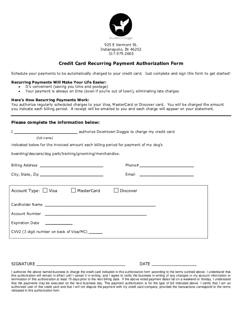 Fillable Online Recurring payment authorization form pdf Fax Email Print - pdfFiller