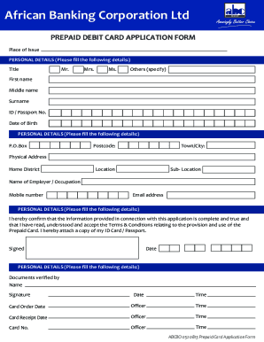 Fillable Online PREPAID DEBIT CARD APPLICATION FORM Fax Email Print - pdfFiller