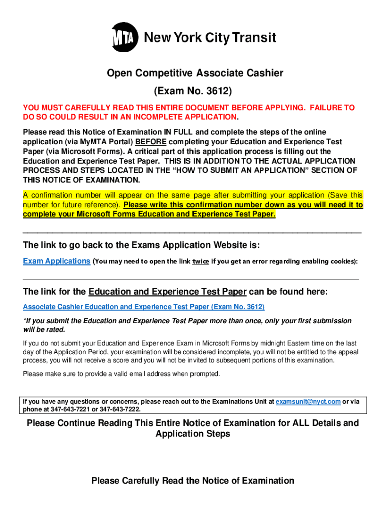 Fillable Online Promotion to Supervising Associate Cashier (Transit ...