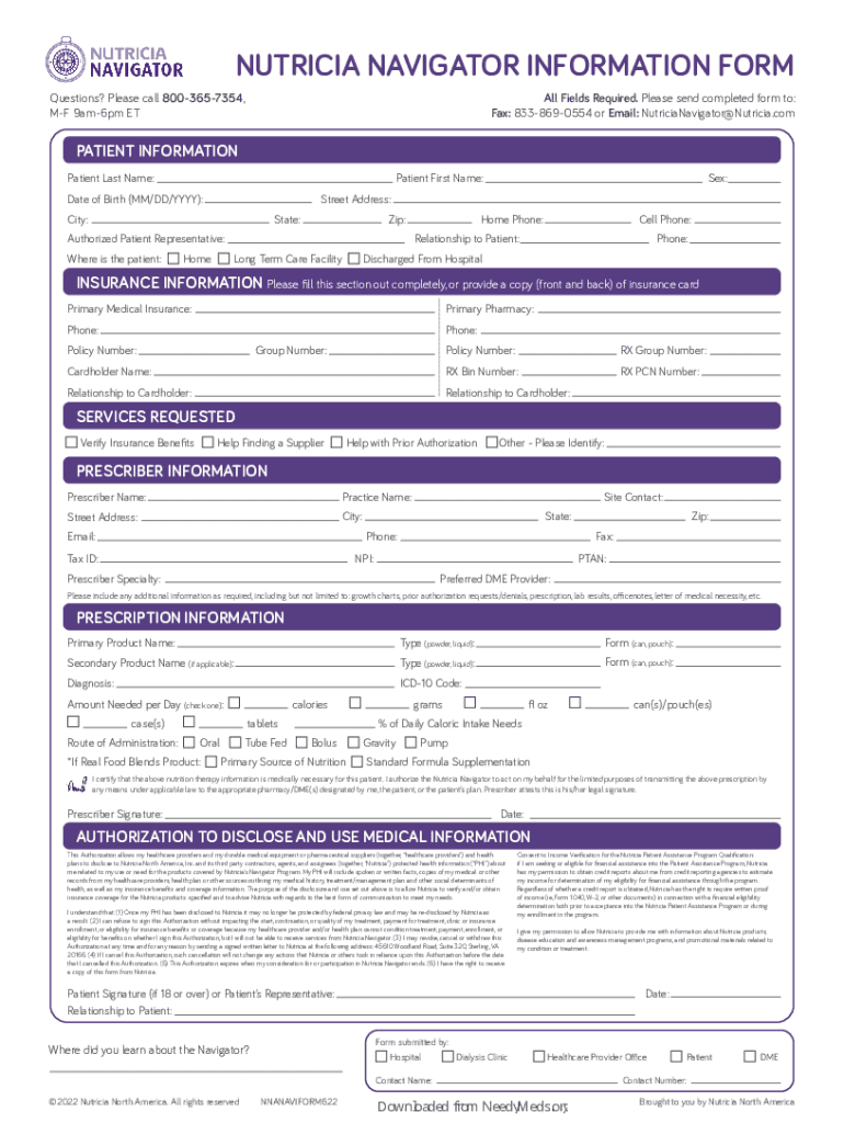 Fillable Online Nutricia Navigator Information Form Fax Email Print - pdfFiller