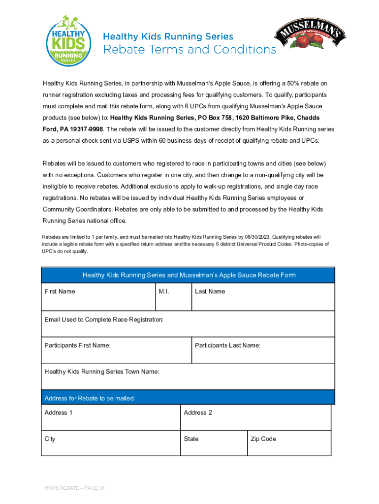 Fillable Online Healthy Kids Running Series - Upper DublinHorsham PA Fax Email Print - pdfFiller