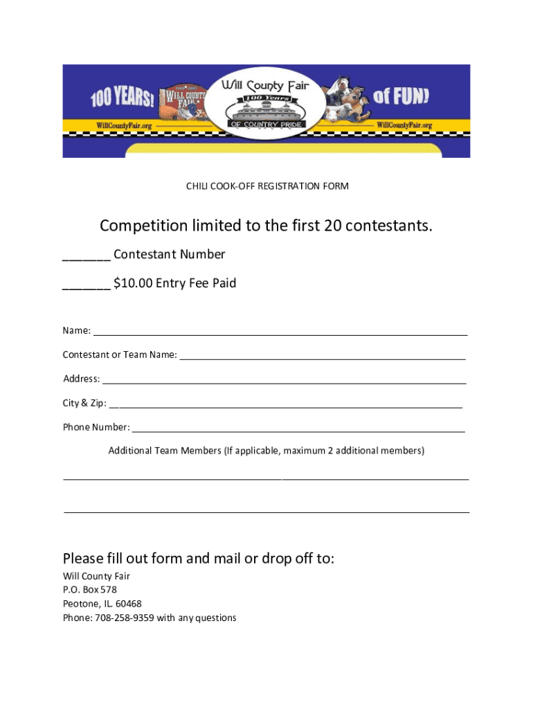 Fillable Online Do you remember the Chili Cook Off that took place for ... Fax Email Print ...