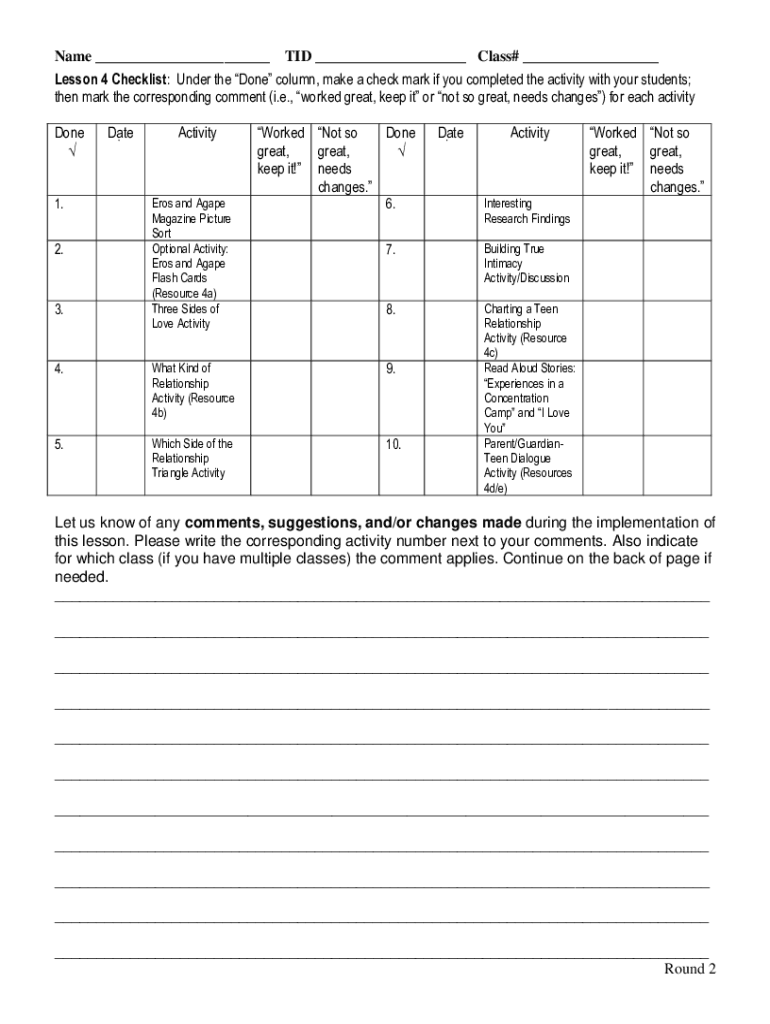 Fillable Online Lesson 4 Checklist Fax Email Print - pdfFiller