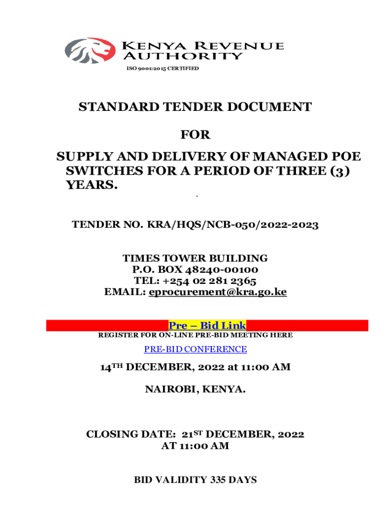 Fillable Online Tender Document for Supply and Delivery of Enterprise ...