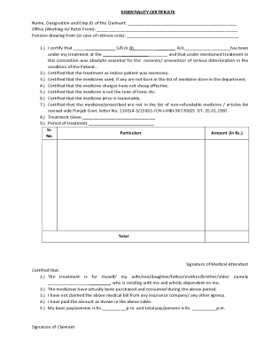 Fillable Online essentiality certificate Fax Email Print - pdfFiller