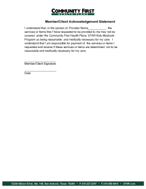 Fillable Online Member/Client Acknowledgement Statement Fax Email Print ...