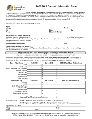 Fillable Online 2022-2023 Financial Information Form Fax Email Print ...