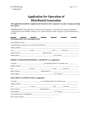Fillable Online Application for Operation of Distributed Generation Fax Email Print - pdfFiller