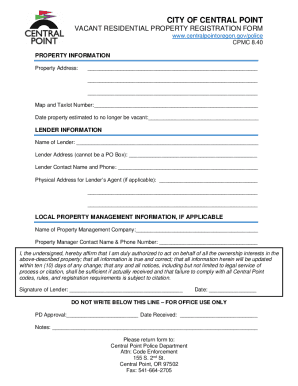 Fillable Online Police Property and EvidenceCentral Point Oregon Fax ...