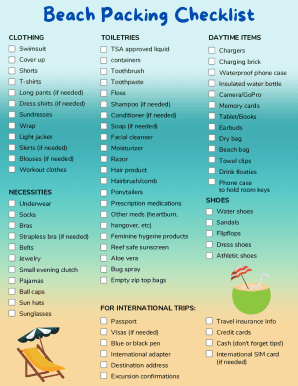 Fillable Online Beach Vacation Packing List: Everything You Need for a ...