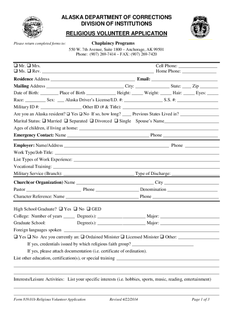 Fillable Online Get the free alaska correctional ministries form Fax ...