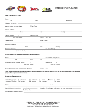 Fillable Online ANR Group Inc Intern Application Form Fax Email Print - pdfFiller