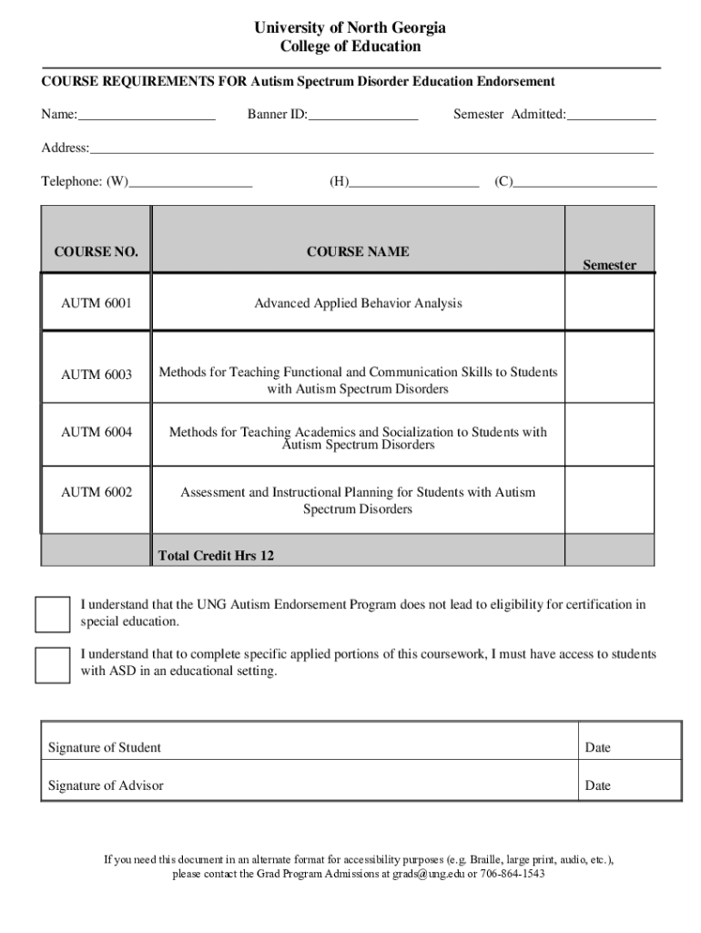 Fillable Online Teacher Certificate Endorsement in Autism Education Fax ...