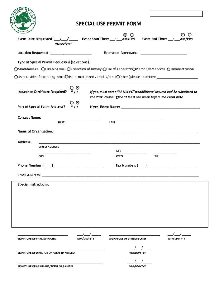 Fillable Online SPECIAL USE PERMIT FORM Fax Email Print - pdfFiller