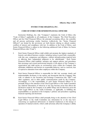 Fillable Online Code of Ethics for Senior Financial Officers Fax Email ...