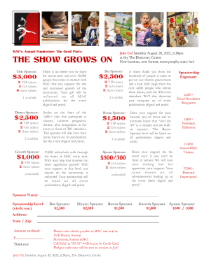Fillable Online Sponsor info sheet 2022-05.pub Fax Email Print - pdfFiller