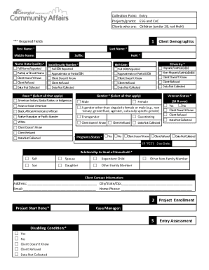 Fillable Online Project EnrollmentYesNo Entry Assessment Fax Email ...