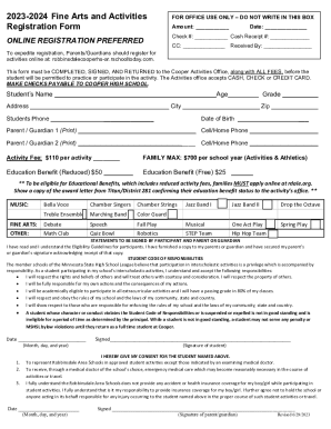 Fillable Online 2023-2024 Fine Arts and Activities Registration Form ...