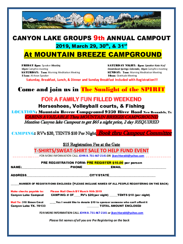 Fillable Online At MOUNTAIN BREEZE CAMPGROUND Fax Email Print - pdfFiller