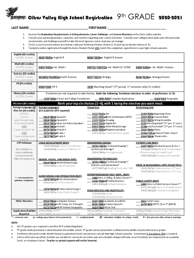 Fillable Online a-g requirement requirements years required high school Fax Email Print - pdfFiller