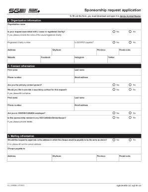 Fillable Online sgi sk SGI CANADA Sponsorship Request. SGI CANADA Sponsorship Request form Fax ...