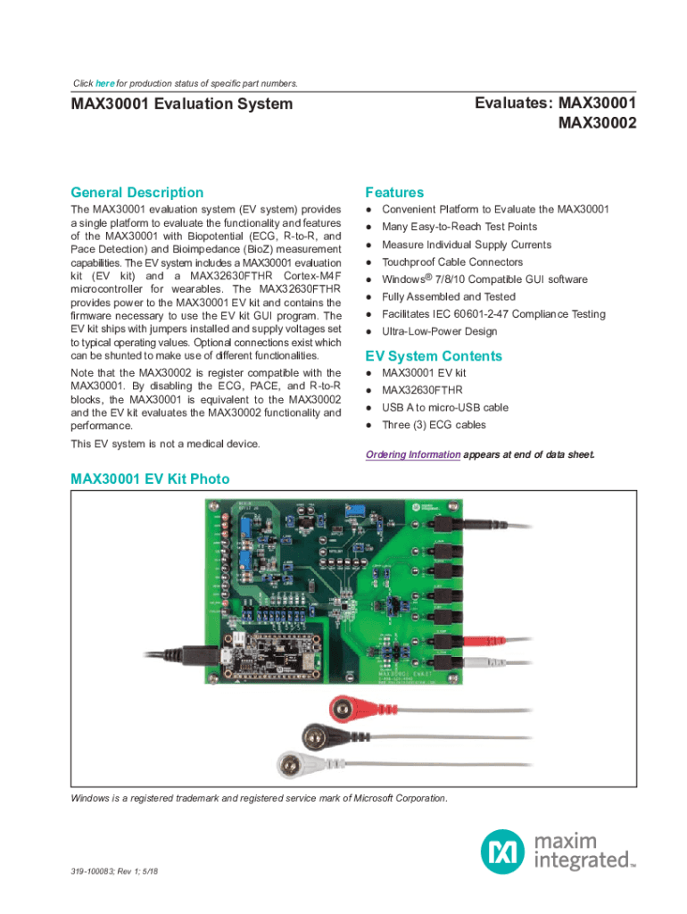 Fillable Online MAX30001 Evaluation System - Evaluates. The MAX30001 ...