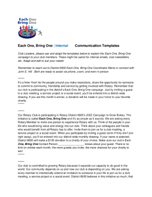 Fillable Online Each One, Bring OneInternal Communication Templates Fax ...
