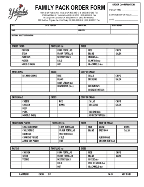 Fillable Online FAMILY PACK ORDER FORM Fax Email Print - pdfFiller