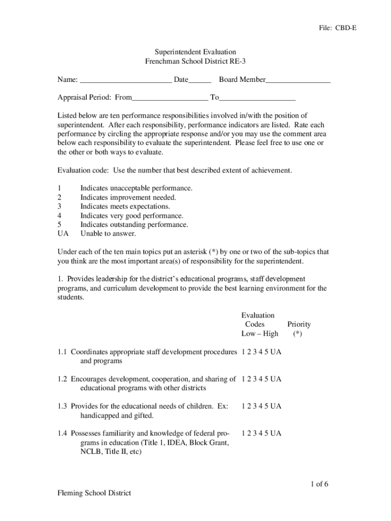 Fillable Online SUPERINTENDENT EVALUATION FORM Fax Email Print - pdfFiller