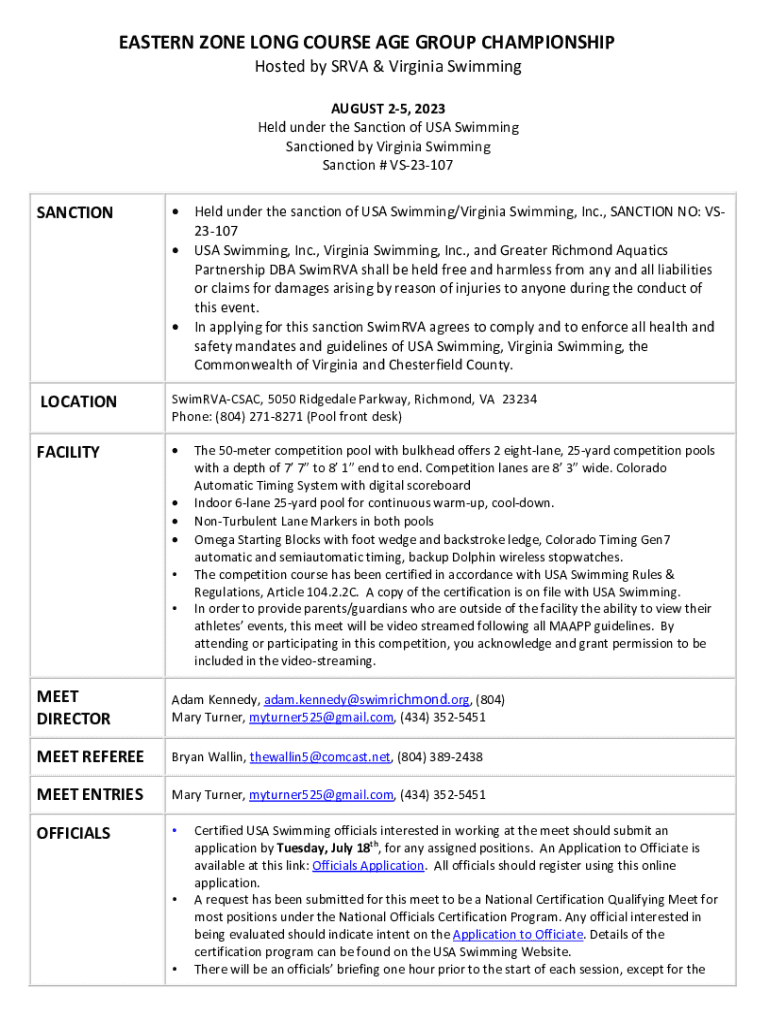 Fillable Online Eastern Zone Long Course Age Group Championship Fax ... Fillable Online Eastern Zone Long Course Age Group Championship Fax ...