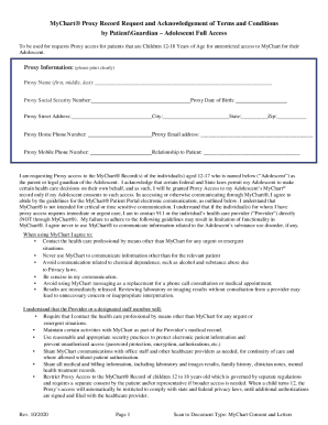Fillable Online ( MyChart256 Proxy Record Request and Acknowledgement ...