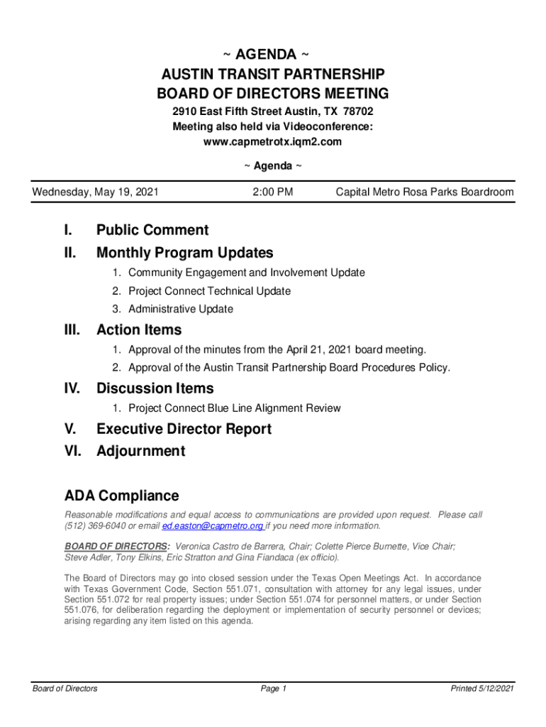 Fillable Online Austin Transit Partnership Fax Email Print - pdfFiller