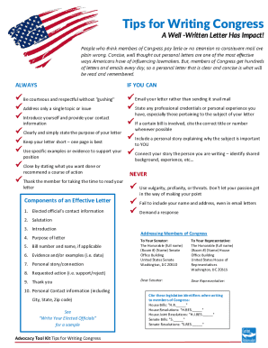 Fillable Online Tips for Writing Congress Fax Email Print - pdfFiller