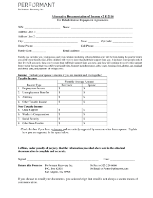 Fillable Online Alternative Documentation of Income v2 112116 For ...
