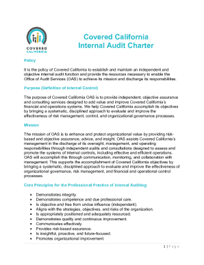 Fillable Online RED-LINE Covered California Internal Audit Charter -Nov ...