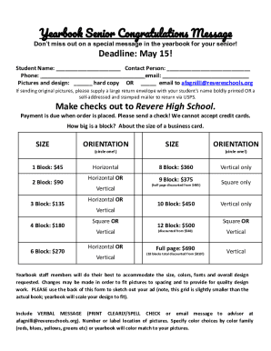 Fillable Online senior congrats order form Fax Email Print - pdfFiller
