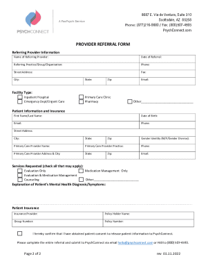 Fillable Online PROVIDER REFERRAL FORM Fax Email Print - pdfFiller