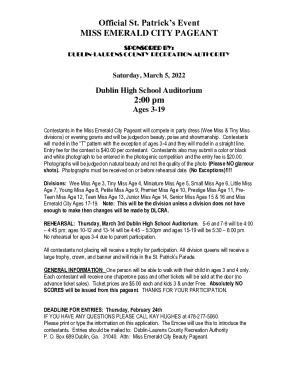 Fillable Online Miss Emerald City Beauty Pageant - Visit Dublin Georgia ...