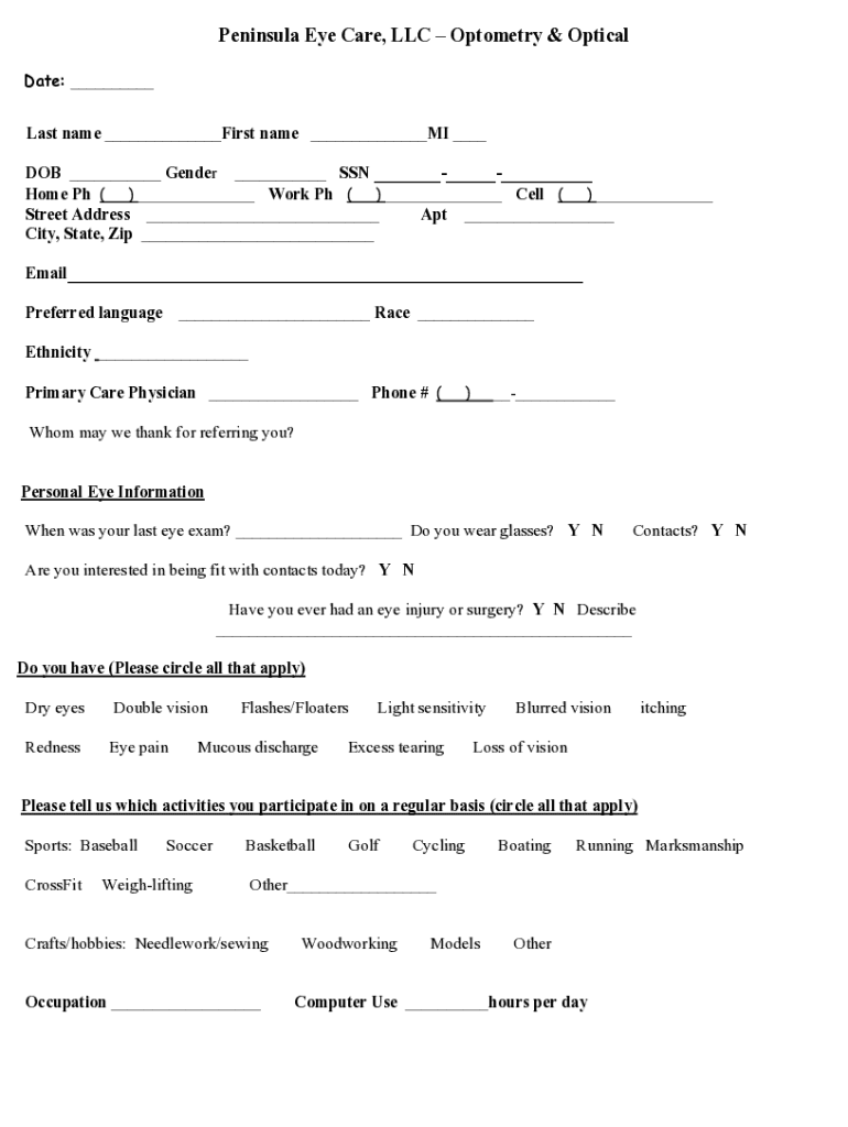 Fillable Online Patient Info PEC Fax Email Print - pdfFiller