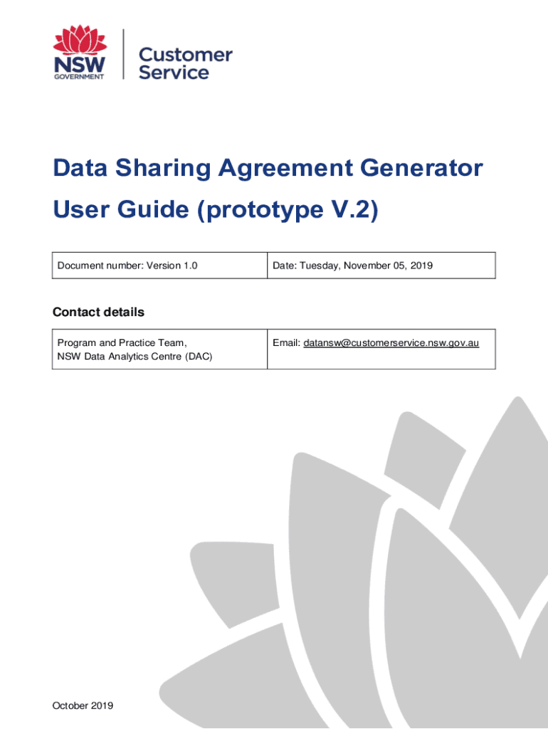 Fillable Online data nsw gov Data Sharing Agreement Generator User Guide (prototype V.2) Fax ...