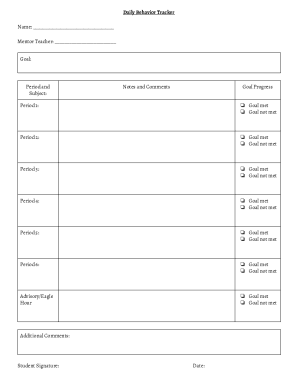 Fillable Online Point Sheets/Behavior Report Cards Fax Email Print ...