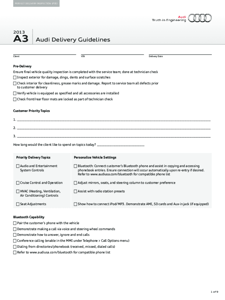 Fillable Online Consistent and Excellent Pre Delivery Inspection for ...