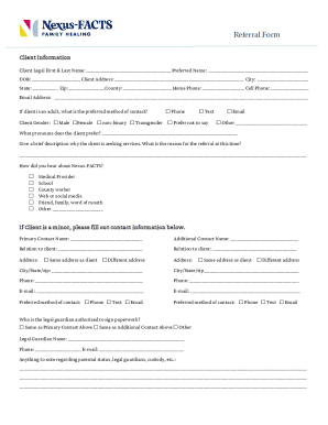 Fillable Online Referral Form - Carolina Family Services, Inc Fax Email ...