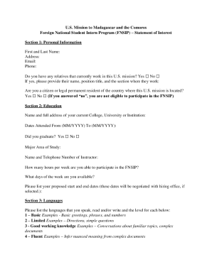 Fillable Online Statement of Purpose for Internship: Format and Samples ...