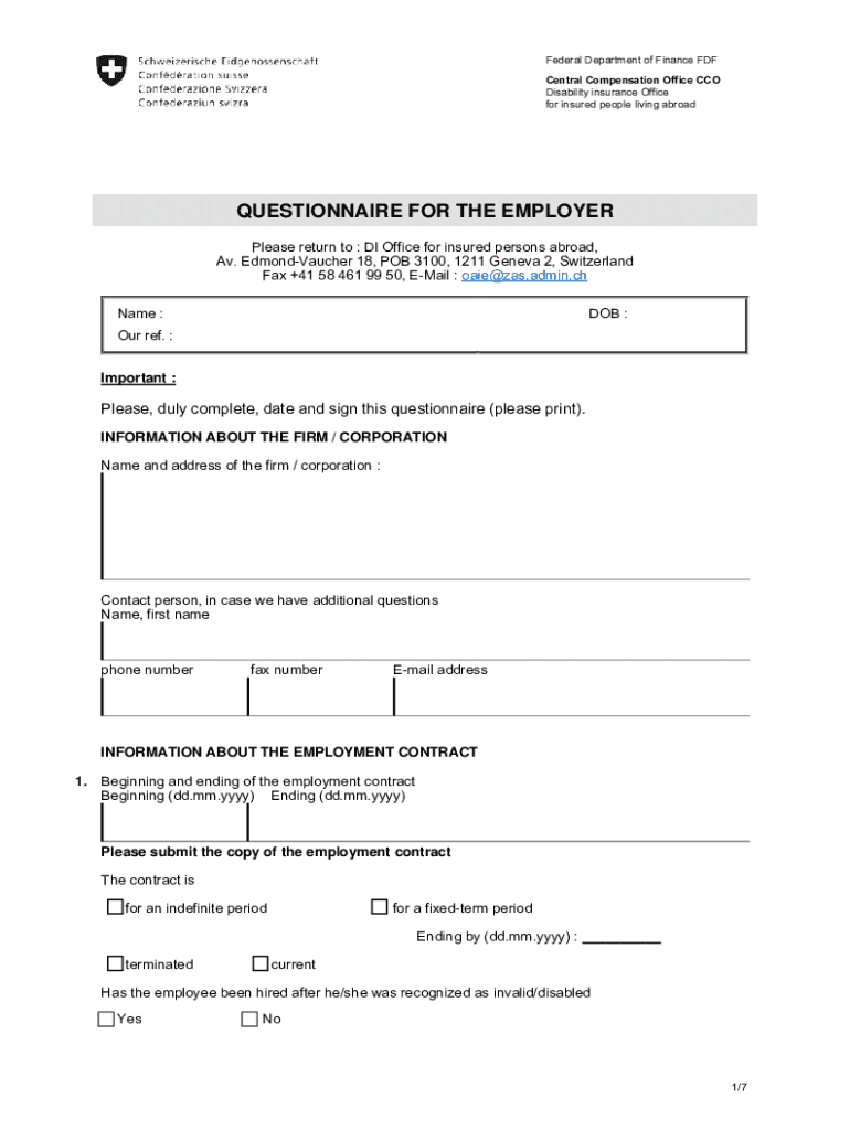 Fillable Online Questionnaire for completion by the insured person ...