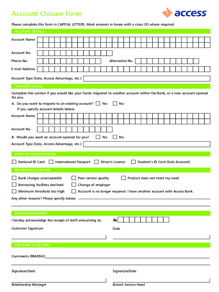 Fillable Online Account Closure Form.cdr Fax Email Print - pdfFiller
