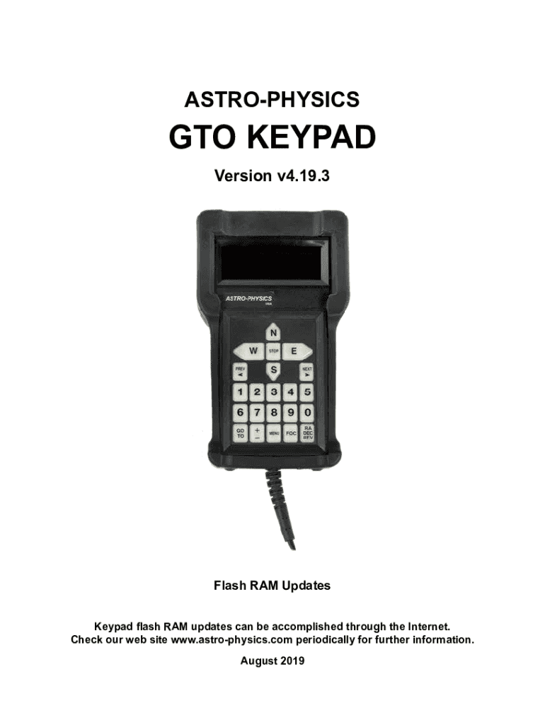 Fillable Online astro-physics - gto keypad Fax Email Print - pdfFiller