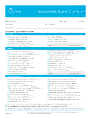 Fillable Online Inductive Clinic Supplies Order Form Fax Email Print ...