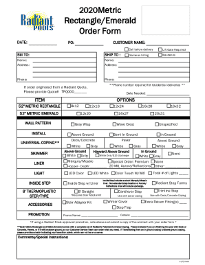 Fillable Online 2020 Metric Rectangle/Emerald Order Form Fax Email ...