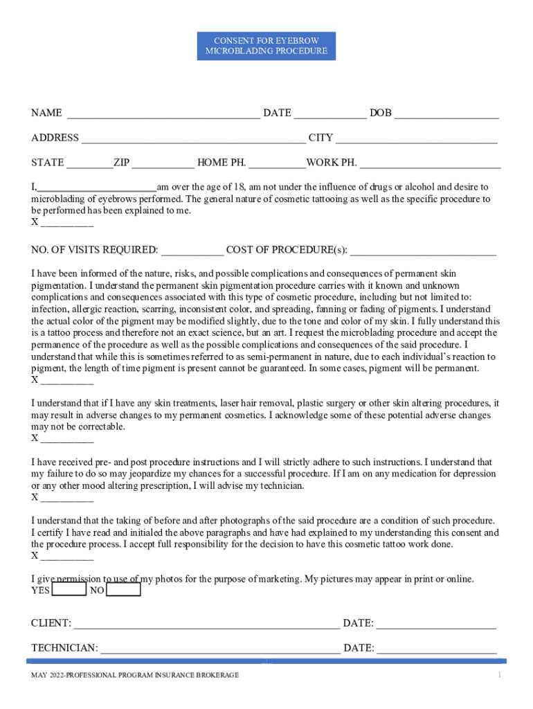 Fillable Online Microblading Consent Form - Fill Online, Printable ...
